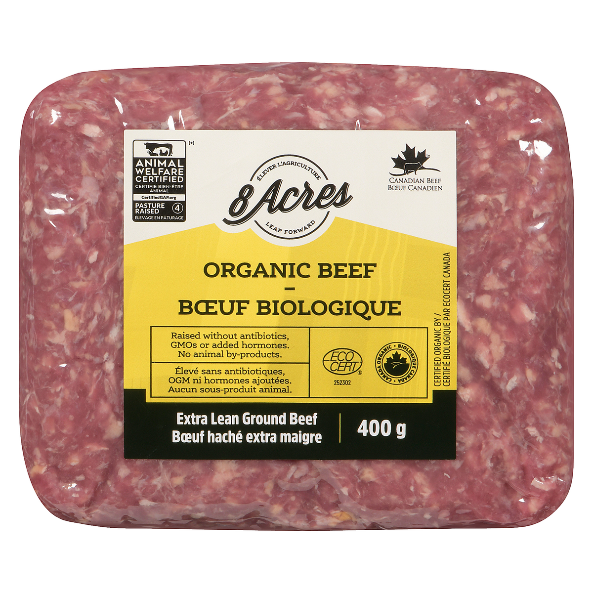 8 Acres - Organic Extra Lean Ground Beef, 400 g — Goodness Me!