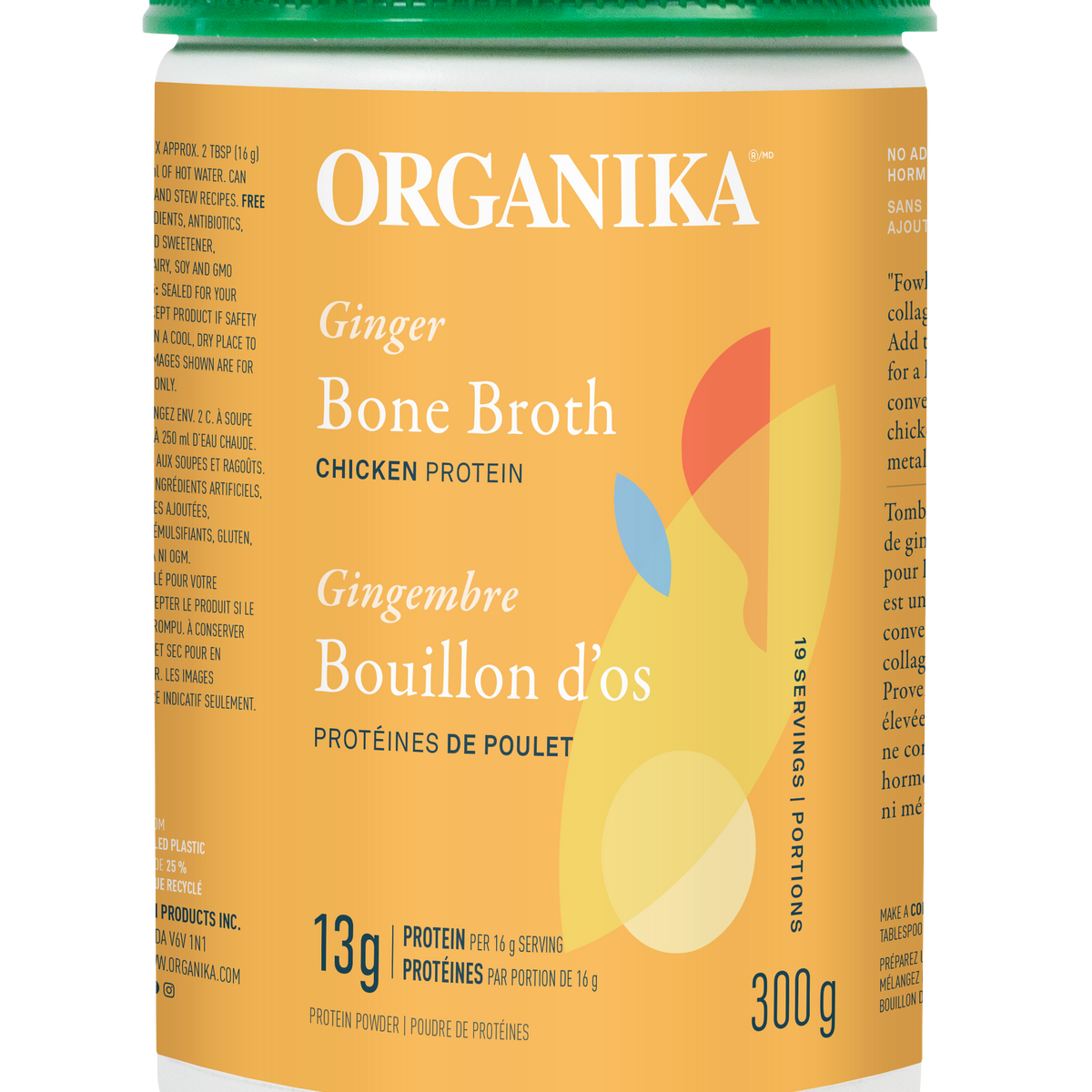 Organika - Bone Broth Protein Powder Ginger, 300g - Canadian Shipping ...