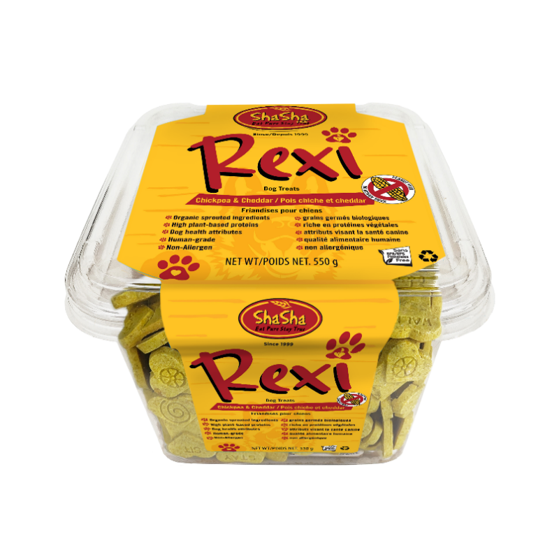 ShaSha Bread Co - Rexi Dog Treats Chickpea & Cheddar, 550 g — Goodness Me!
