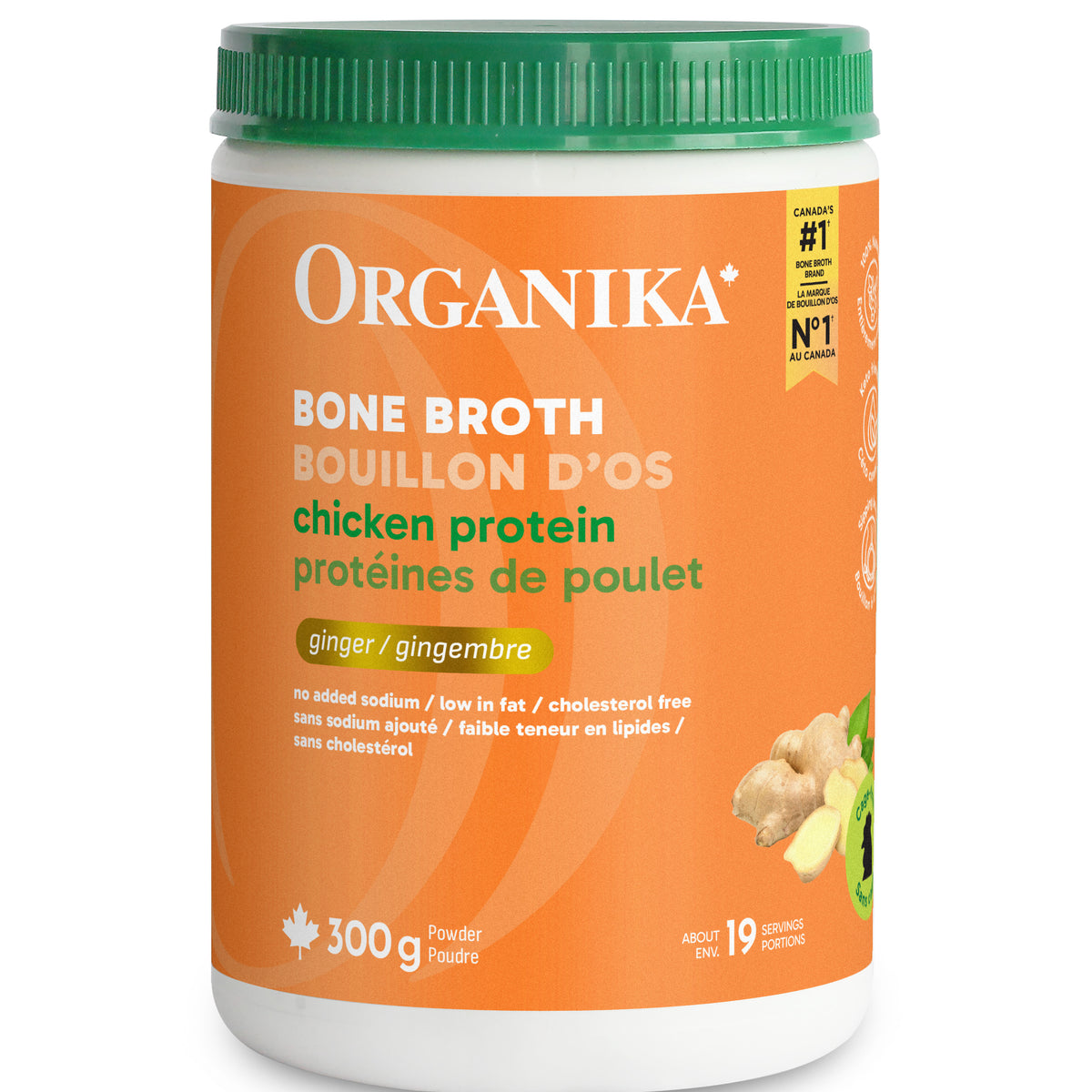 Organika - Bone Broth Protein Powder Ginger, 300g - Canadian Shipping ...