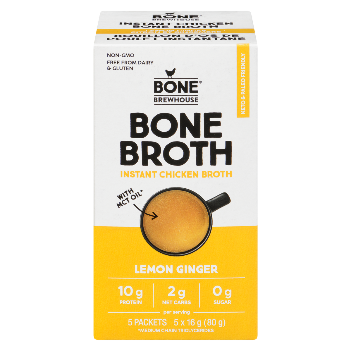 Bone Brewhouse - Instant Chicken Bone Broth, Lemon Ginger, 5x16 g ...