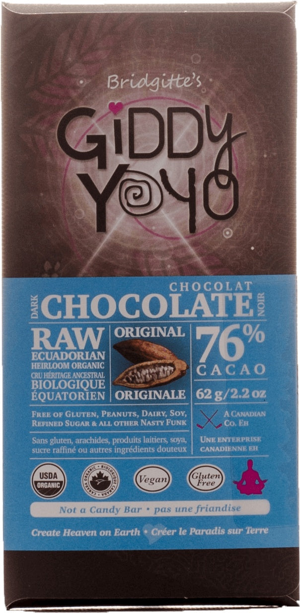 Giddy Yoyo - Original 76% Chocolate Bar, 62g - Goodness Me!