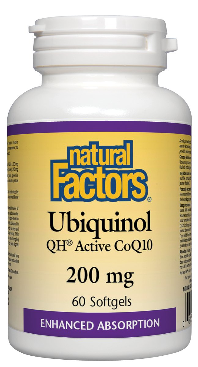 Natural Factors - Ubiquinol QH® Active CoQ10 200 mg, 60 Softgels ...