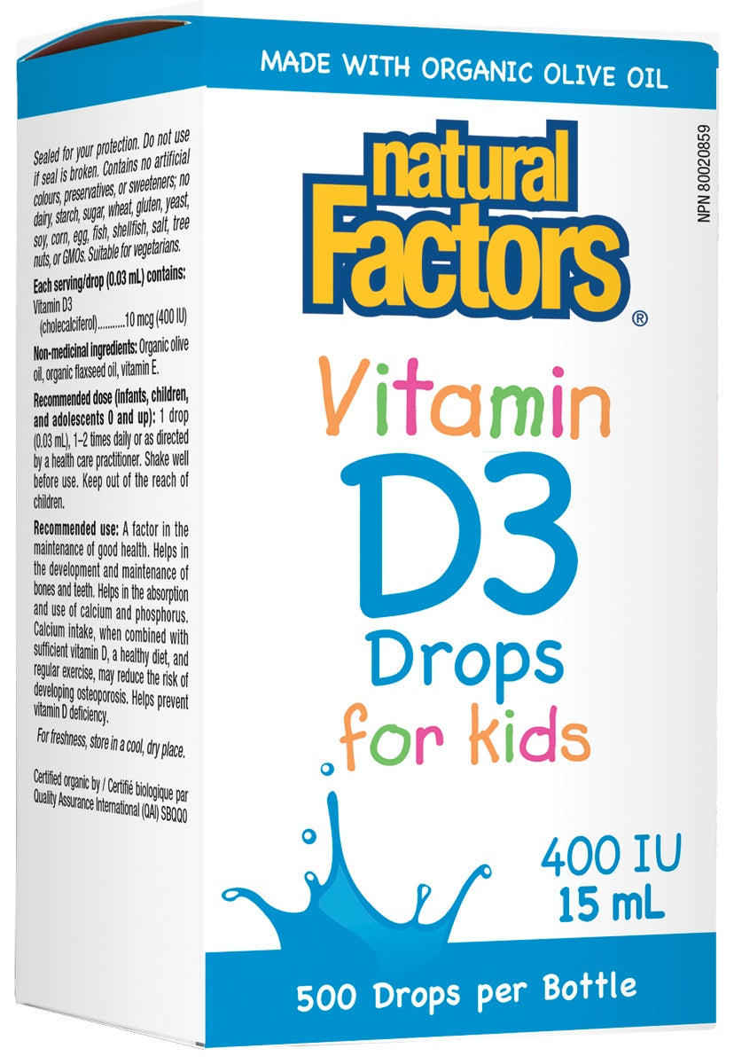 Natural Factors - Vitamin D3 Drops for Kids - 400IU, 15ml — Goodness Me!